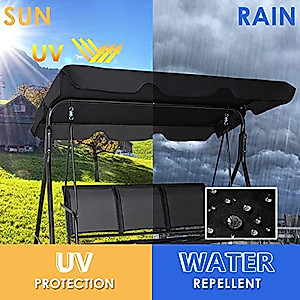 Tangkula 3 Person Patio Swing, Steel Frame with Polyester Angle Adjustable Canopy, All Weather Resistant Swing Bench, Suitable for Patio, Garden, Poolside, Balcony (Black)