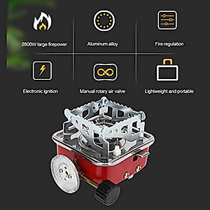 2800W Camping Stove Electronic Ignition Backpacking Stove Portable Butane Gas Stove with Storage Bag Durable Reliable for Outdoor Picnic Barbecue
