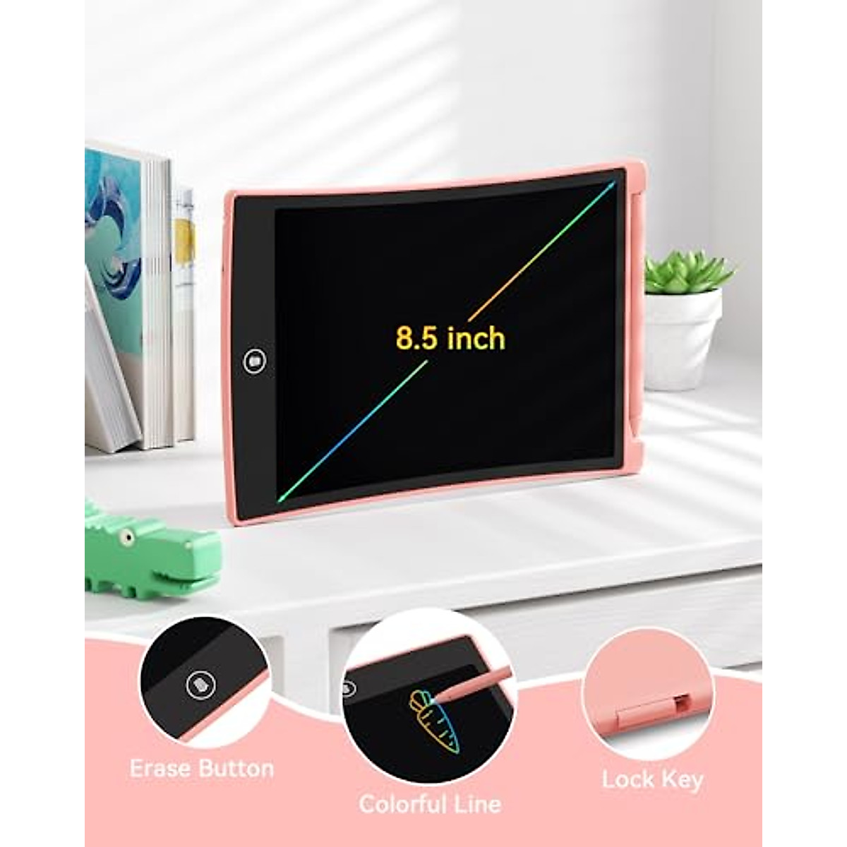 KOKODI Kids Toys LCD Writing Tablet, Colorful Toddler Drawing Pad Doodle Board Erasable, Educational Learning Toys Birthday Gifts for Girls Boys Age 3 4 5 6 7 8（Pink）