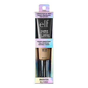e.l.f. Camo CC Cream, Color Correcting Medium-To-Full Coverage Foundation with SPF 30, Light 205 N, 1.05 Oz (30g)