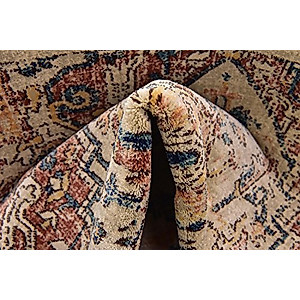 Unique Loom Oslo Collection Distressed Botanical Medallion Beige Runner Rug (3' x 13')