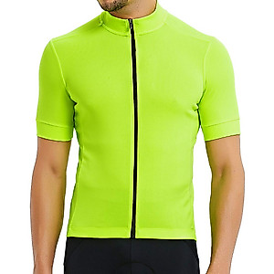 CATENA Men's Cycling Jersey Long Sleeve Shirt Running Top Moisture Wicking Workout Sports T-Shirt (F-Green-Short, L)