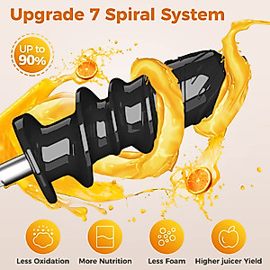 IWODTECH Juicer Machine, Cold Press Juicer with 2 Speed Modes, Slow Masticating Juicer Vegetable and Fruit, Celery Juicer, BPA-Free, Easy to Clean, Black