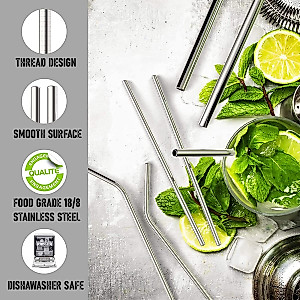 15pcs Reusable Metal Straws with 5 Cleaning Brushes - 18/8 Stainless Steel Straws with 5 Straight 5 Bent 5 Boba Straws - Eco Friendly Drinking Straws with Case for Party Drinkware (Gold)