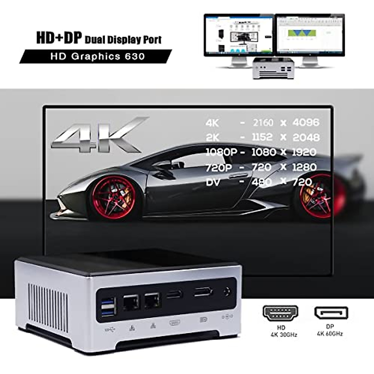 WEIDIAN Mini Desktop PC Quad Core i7 7820HK Windows 10 Mini Computer 16GB DDR4 512GB SSD Double Display 4K 60Hz Gigabit Ethernet HD DP M.2 Wi-Fi&BT4.2 Micro Desktop Small Computer