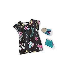 American Girl Truly Me 18-inch Doll Show Your Wild Side Outfit with T-shirt Dress and High-Top Sneakers, For Ages 6+