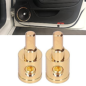 Power Wire Reducer, 2pcs 0GA Pure Copper Gold Plated Wire Reducer Terminal Connector for Car Audio Amplifier Modification