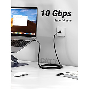 UGREEN Cat 7 Ethernet Cable, 6FT Ethernet Cable with 10Gbps High Speed, 100% Pure Copper Wire and Gold-Plated Connectors, Flat Design, Compatible with Gaming PS5/4/3 Xbox PC Laptop Modem Router