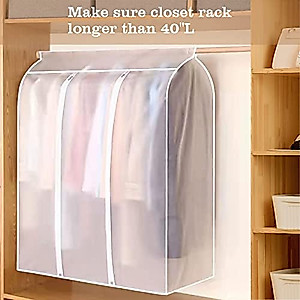 47'' Extra Large Hanging Garment Bags for Closet Storage, Translucent Frosted Garment Rack Cover Clothing Storage Bag with Zipper Closet Clothes Protector for Suit Coat Dresses, 5 Cedar Wood Chips