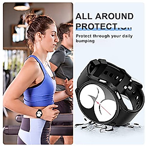 JZK [2+3] Pack Screen Protector for Samsung Galaxy Watch 5/Galaxy Watch 4 40mm, Hard PC Protective Bumper Case + Tempered Glass Screen Protector Film for Galaxy Watch 5/4 40mm Accessories,Clear+Clear