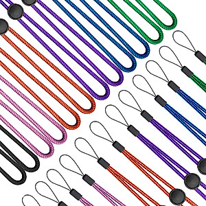 YOUOWO Wrist Lanyard Adjustable length small Strap 12 Pcs Wrist Short Lanyard for Keys Phone Cases Lanyard Keychain USB pink,green,blue,orange,purple,black