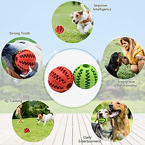 Dog Balls 2 Pack Puppy Toys Dog Puzzle Toys , Puppy Relieve Itching and Teeth Cleaning Dog Toys, Durable Dog Chew Ball, Dog Treat Ball Food Dispensing Toy for Teething, Fit for Small Medium Dogs