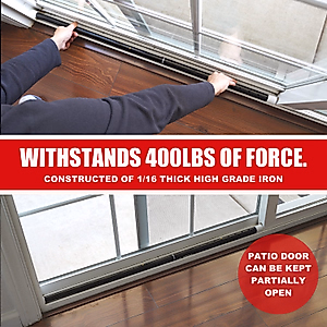 SECURITYMAN 2-in-1 Door Security Bar & Sliding Patio Door Security Bar (2 Pack) via Interchangeable Caps - Heavy Duty Iron Construction Door Stoppers for Home, Apartment, Travel Hotel - Black