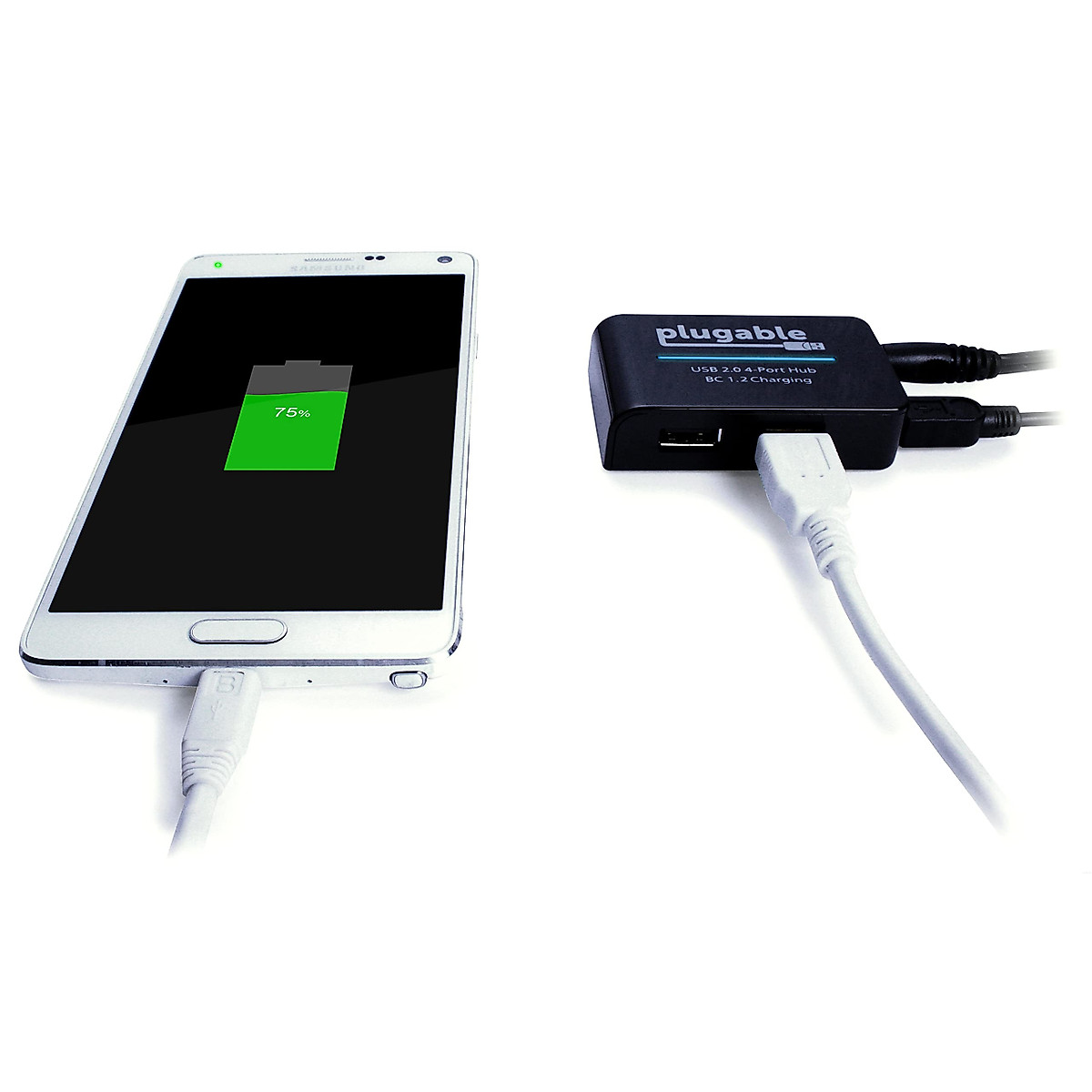 Plugable USB 2.0 4-Port High Speed Hub with 12.5W Power Adapter, Driverless