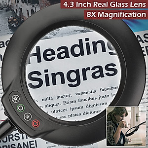 Veemagni 5X Stand Magnifying Glass with Light, 24" Flexible Gooseneck 5 Color Modes Stepless Dimmable Magnifying Floor Lamp, 3-in-1 Adjustable Lighted Magnifier Hands Free for Close Work, Esthetican