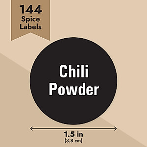 Talented Kitchen 144 Round 1.5 Inch Spice Jar Labels Preprinted, Chalkboard Seasoning Spice Labels Stickers + Numbers for Kitchen Organization and Storage (Water Resistant)