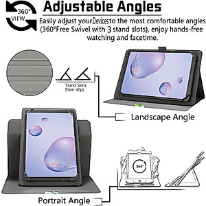 Pudazvi Universal 7.5-9.0 inch Tablet Case,360 Degree Rotatable Kickstand Multiple Viewing Stand Case Cover for 7.9" 8.0" 8.4" 8.9" inch and All 7.5-9.0 Inch Touchscreen Tablet,Flower Grass