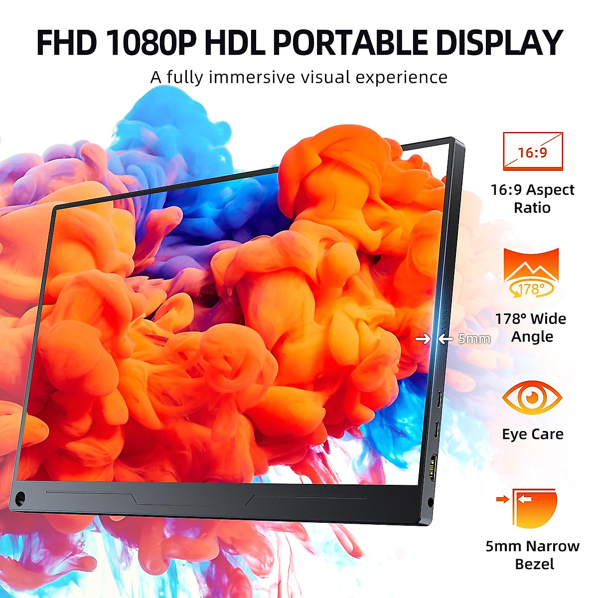 UPERFECT Portable Monitor 15.6 inch, 1080P FHD USB-C Portable Laptop Monitor HDMI Travel Monitor w/VESA & Smart Case, Matte IPS Display Eye Care External Screen for Switch/PS5/PC/Phone