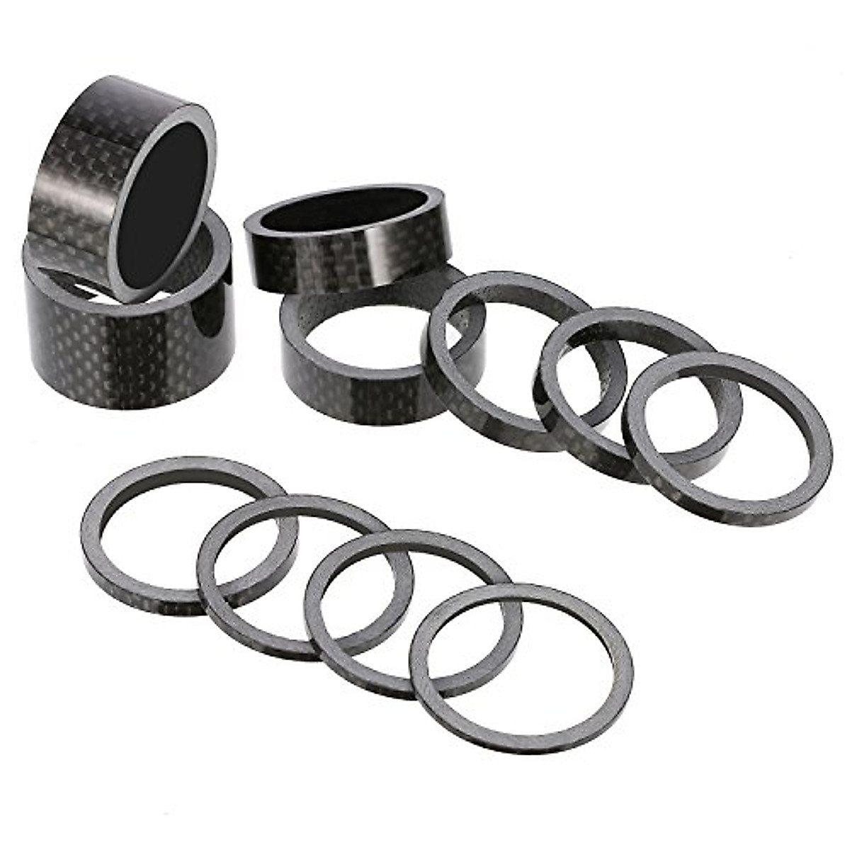 Sumind 11 Pieces Bike Carbon Fiber Headset Spacer Bicycle 1-1/8 Inch 20 15 10 5 3 2 1 mm, 7 Size