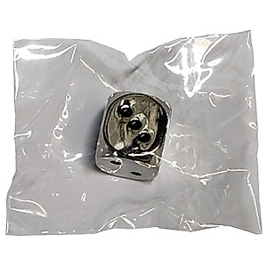 Cyber-Deals Set of Dice Cup Black PU Leather with Storage Compartment Red Felt Lined + 16mm Zinc Alloy Metal Dice, Gift Boxed (Nickel, Black)