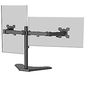 WALI Free Standing Dual LCD Monitor Fully Adjustable Desk Mount Fits Two Screens up to 27 inch, 17.6 lbs. Weight Capacity per Arm (MF002LM), Black