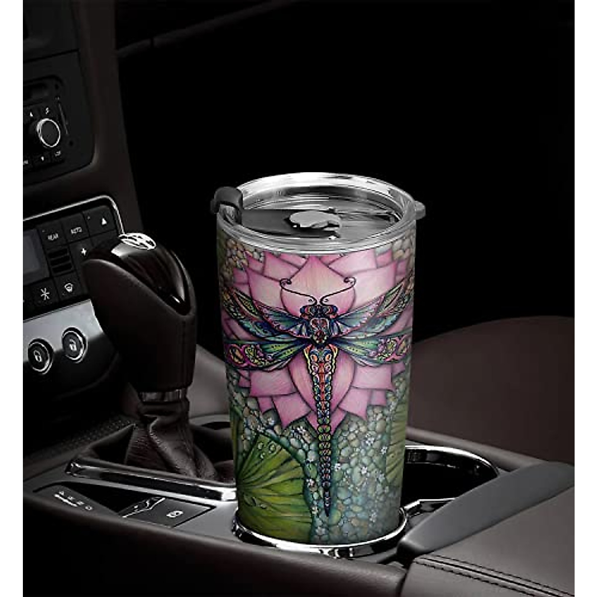 64HYDRO 20oz Dragonfly Gifts for Women, Valentines Day Gifts for Her, Birthday Gifts for Women, Mom, Wife, Daughter, Friends Lotus Flower Dragonfly Tumbler Cup, Travel Coffee Mug with Lid
