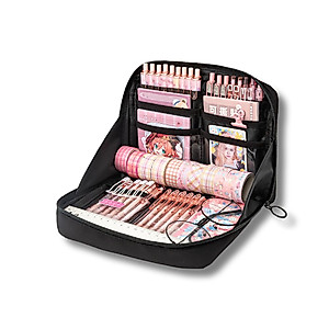 WUDFUME Large Capacity Pencil Case with Multiple Pockets Light Portable Pencil Case (Pink), White