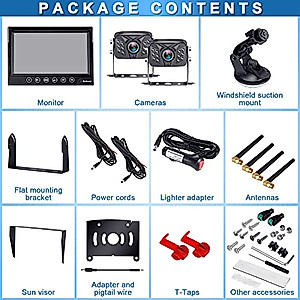 Rohent RV Backup Camera Wireless HD1080P 2 Cameras with 7 Inch Touch Key DVR Monitor Stable Digital Signals Rear View Camera System IP69K Waterproof Pigtail Wire Adapter for Furrion Pre-Wired RVs R8