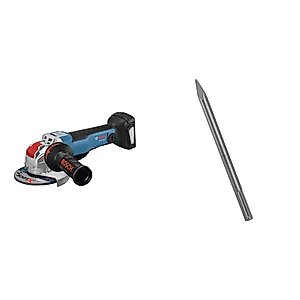 Bosch GWX18V-50PCN 18V X-LOCK EC Brushless Connected-Ready 4-1/2 In. – 5 In. Angle Grinder with No Lock-On Paddle Switch (Bare Tool)&BOSCH HS1913 12 In. Bull Point SDS-max Hammer Steel