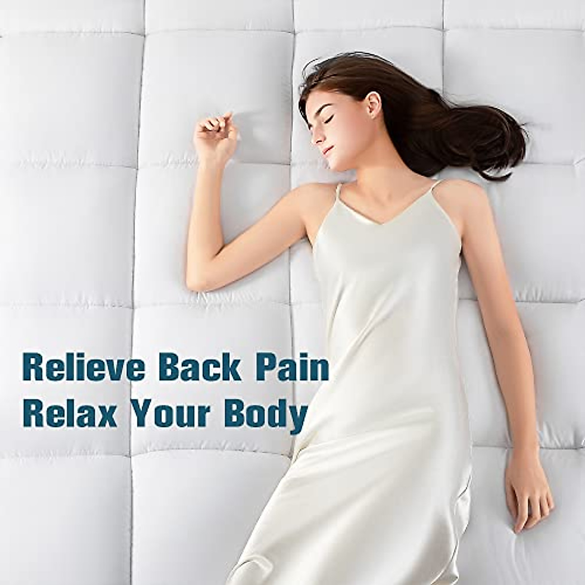 Shilucheng King Mattress Topper, Extra Thick Cooling Mattress Pad for Back Pain, Breathable Fluffy Ultra Soft Pillow Top Down Alternative Fill Mattress Pad Cover (78x80 Inches, White)