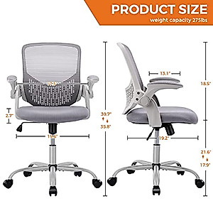 Office Chair, Home Office Chair Desk Chairs with Wheels, Ergonomic Office Chair Height Adjustable Computer Chair Mesh Office Chair Flip Up Arms,Swivel Rolling Chair Lumbar Support, Rock and Lock