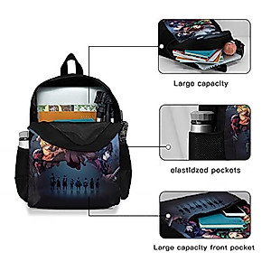 SUEDA Nezuko Backpack 17" Anime Multifunction Bookbag with Side Pockets Durable Laptop Bag for Teen Boys Girls