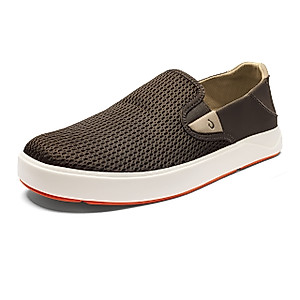 OLUKAI Lae'ahi Men's Slip On Sneakers, Lightweight Barefoot Feel & Breathable Mesh, Water Resistant Heel & Wet Grip Rubber Soles, Removable Gel Insert, Kona/Kona, 10.5
