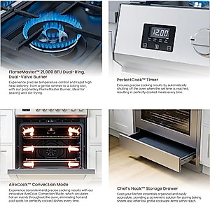 RANGAIRE RRG303TS 30" Gas Range, 5 Sealed Burners, 5.0 cu. Ft. Capacity, Freestanding Slide-in Convection Oven, Easy Reach Racks, Clock and Timer, Stainless Steel