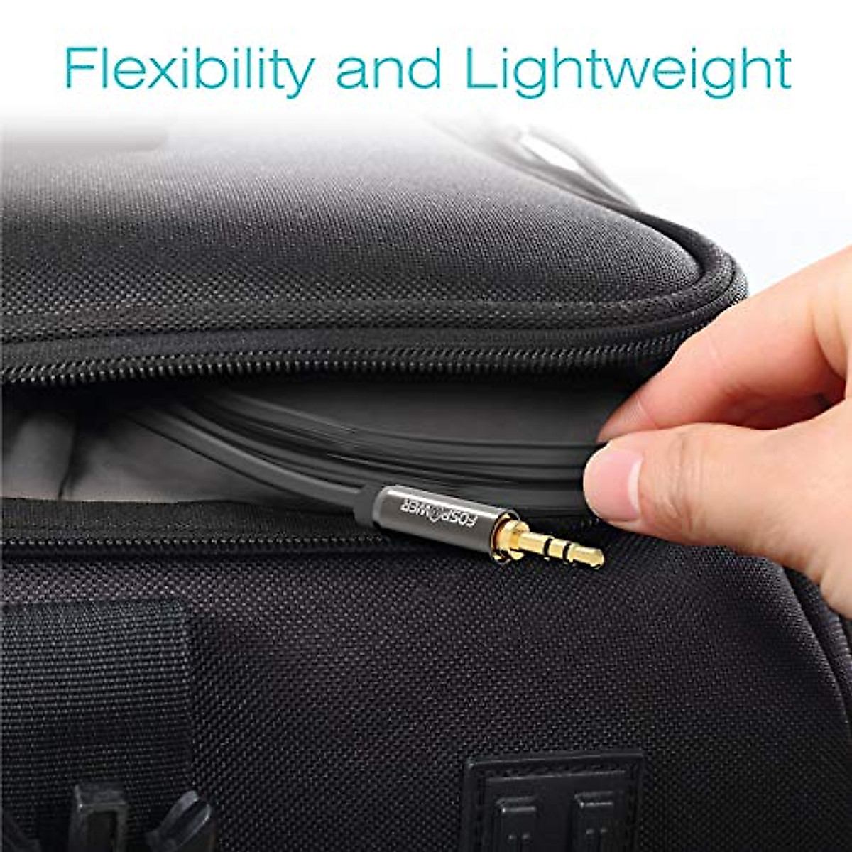 FosPower Audio Cable (25 FT), Stereo Audio 3.5mm Auxiliary Short Cord Male to Male Aux Cable for Car, Apple iPhone, iPod, iPad, Samsung Galaxy, HTC, LG, Google Pixel, Tablet & More