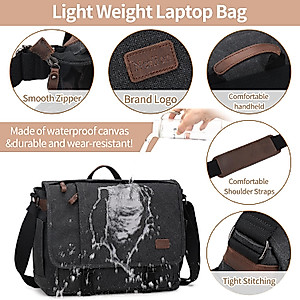 Nerlion Messenger Bag for Men 17-17.3 Inch Laptop Bag Canvas Water-resistant Computer Bag Shoulder Bag Work Briefcase Bookbag for College (Dark Gray)