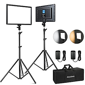 RALENO 2 Packs LED Video Light and 75inches Stand Lighting Kit, CRI 95+ Photography Lighting with 8000mAh Built-in Battery & LCD Display, Studio Lights for TikTok, YouTube, Live Streaming, Videography