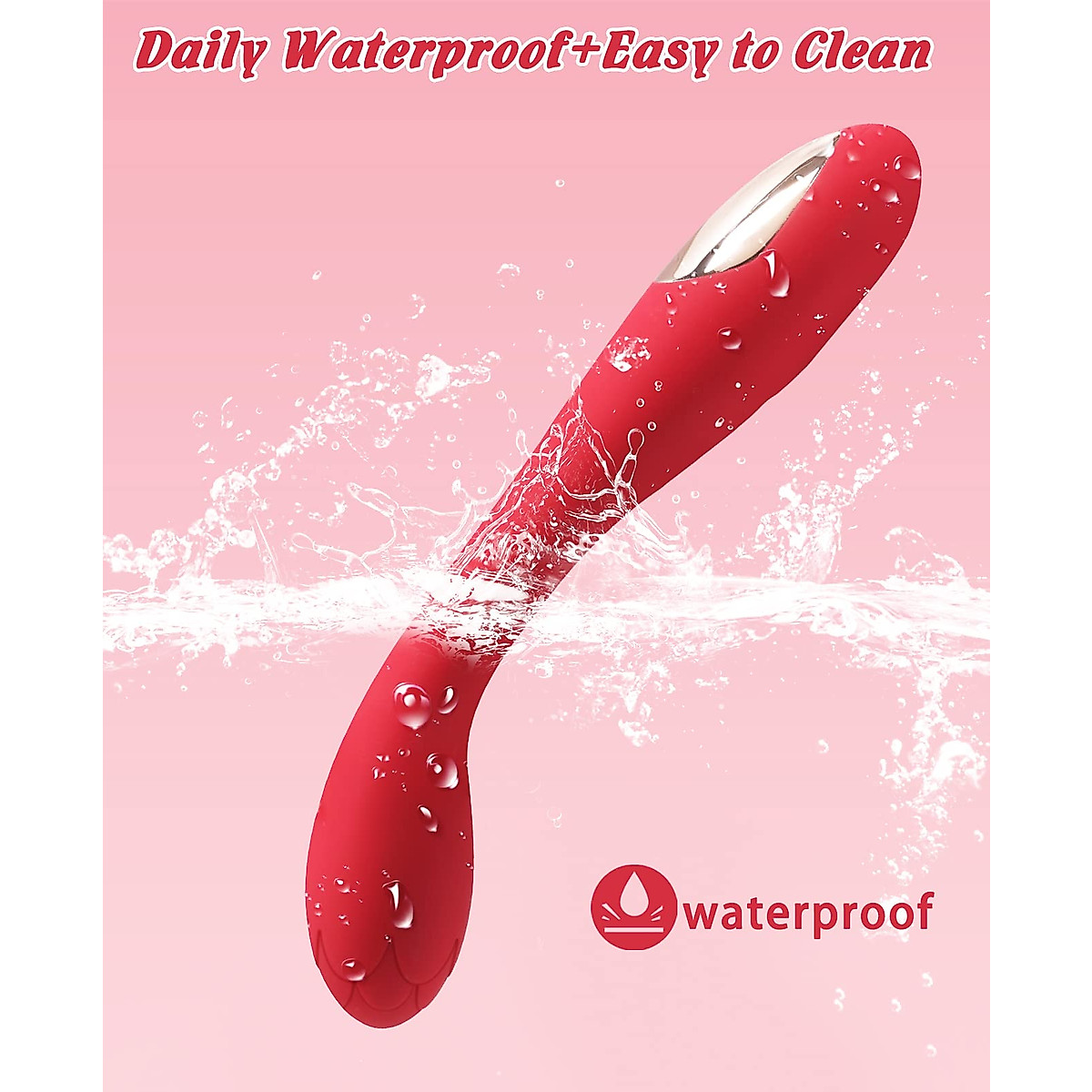Alovegarden Clitoral G-Spot Powerful Rose Vibrator, Waterproof Dildo Clit Stimulator with 10 Vibration Modes, Softer and Flexible Sex Toy for Women, Clitoral Vibrator (Red)