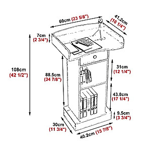 MObyat Lectern Podium Stand,Lectern Podium Stand,Pulpit Podium Brown Lecture Stand, Churches Lectern Podiums with Drawer & Storage Shelf, Restaurant Welcome Podium/Teacher Presentation Stand