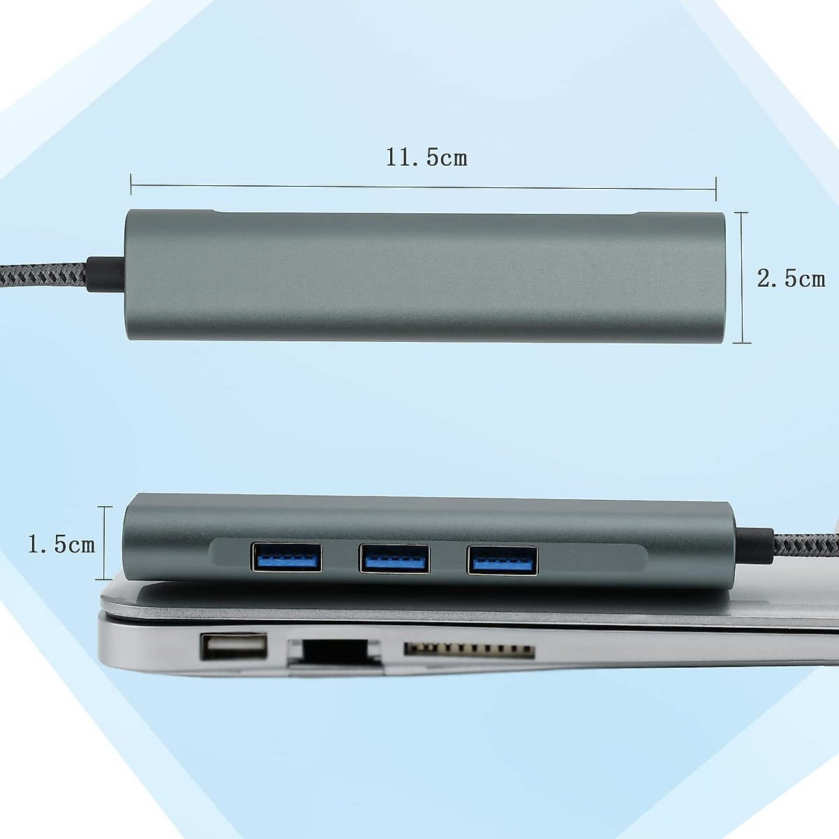 Henrety USB C Hub, 4-in-1 Ultra Slim Portable Data Hub USB Splitter USB 3.0 Expander for Laptop, PC, MacBook, Mac Pro, Mac Mini, iMac, Surface Pro, and More USB Devices