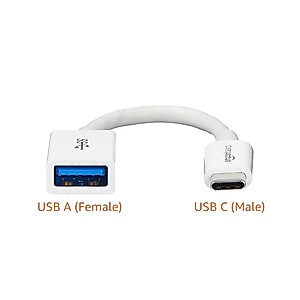Amazon Basics USB-C to USB-A 3.1 Gen1 Female Adapter Cable Converter, 5Gbps High-Speed, USB-IF Certified, for Laptops, Tablets, Phones, White