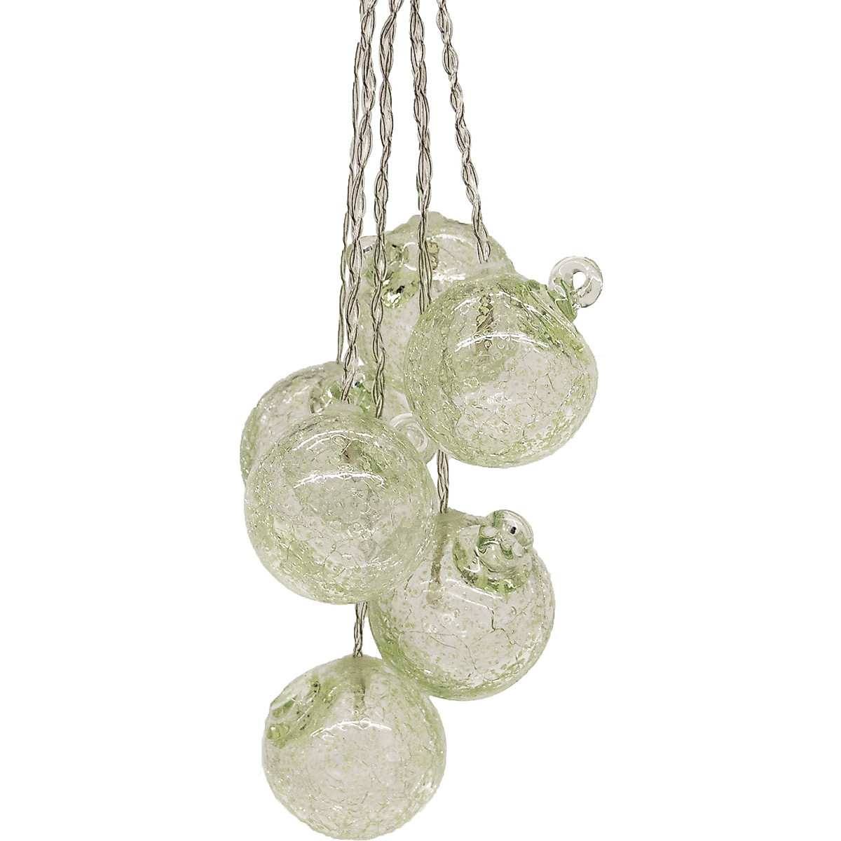 Allsop Home and Garden 29506 Aurora Glow Handblown Glass Solar String Lights, (6) Hand-blown Artisan Globes with Copper Hanging Hooks, Weather-Resistant for Year-Round Outdoor Use, (Clear with White LED)