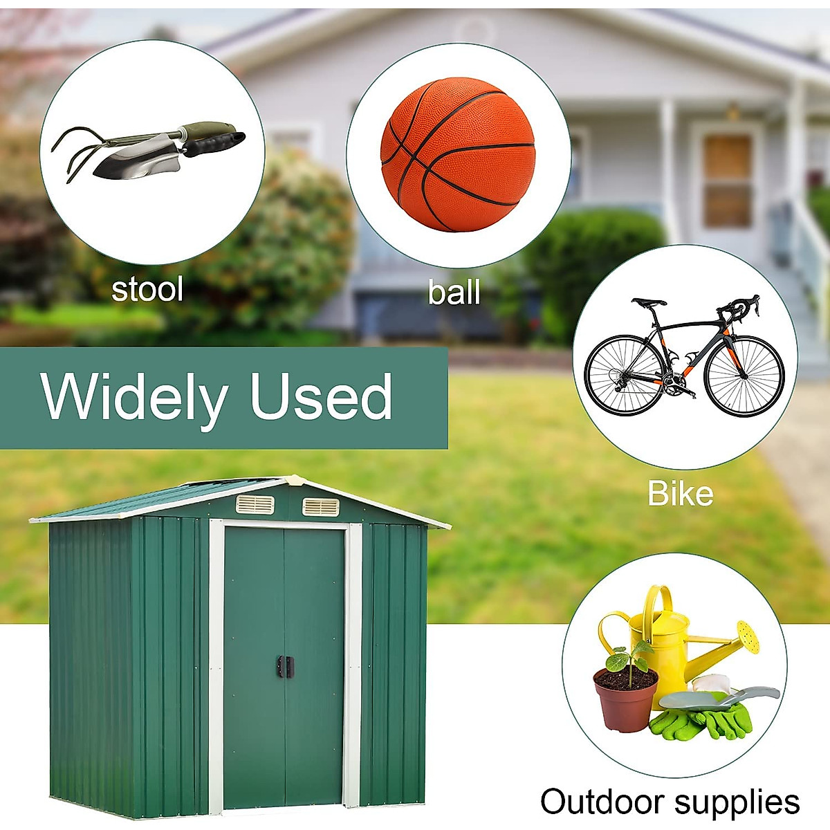 Kinfant Outdoor Storage Garden Shed - 6 x 4 Feet Utility Tool Shed Metal Shed with Vents