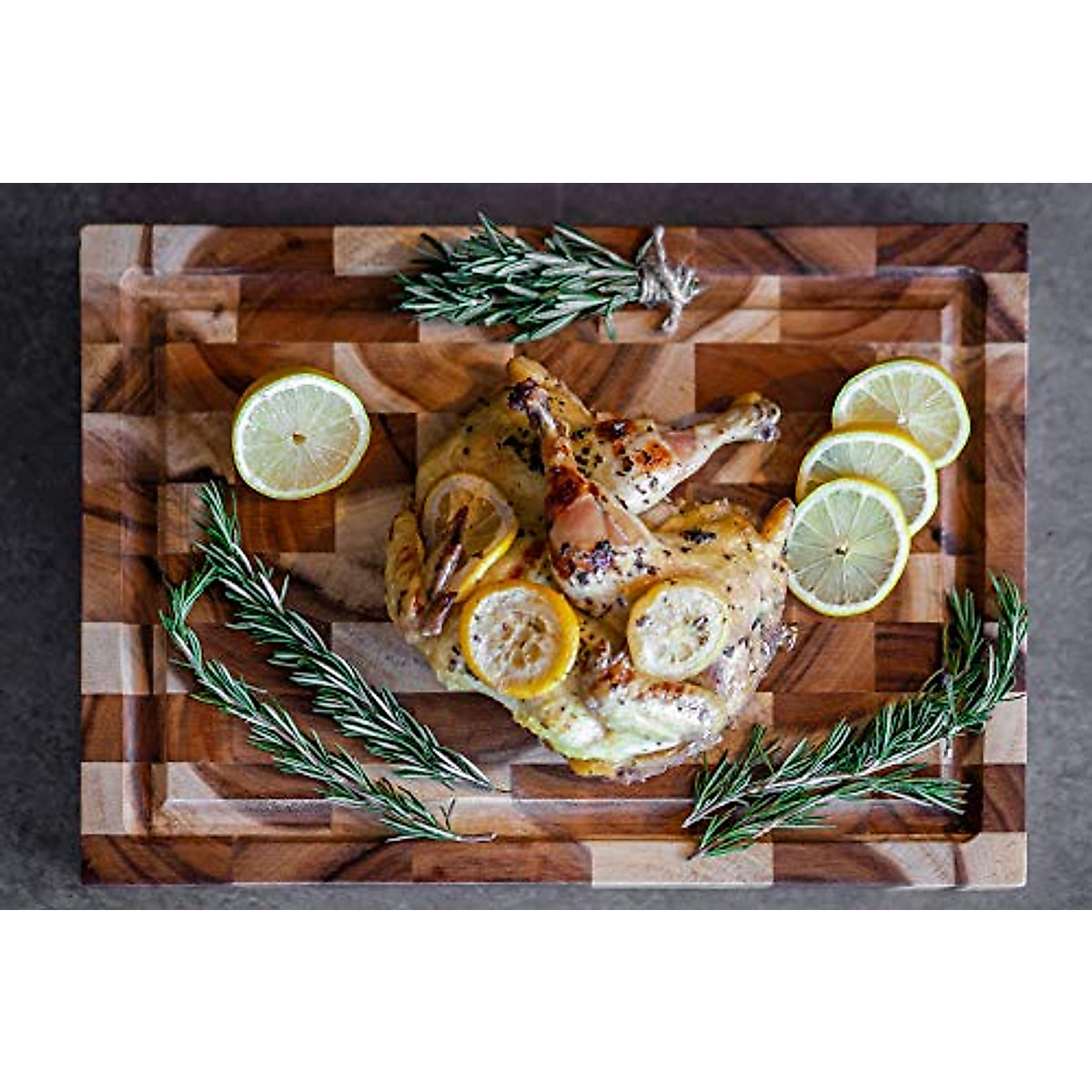Villa Acacia Large Wood Cutting Board with Juice Groove, 2.5 Inch Thick, 17x12 Inch End Grain Block