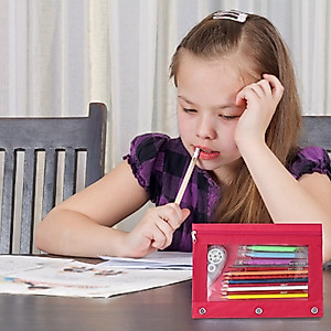 ACRSIKR Pencil Pouch for 3 Ring Binder, Zipper Pencil Case Bag Three Hole with Clear Window Black 1 Pack