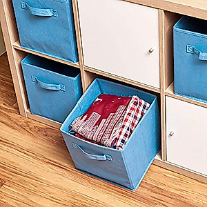 EZOWare Set of 12 Foldable Basket Bin Collapsible Storage Cube for Nursery, Kids Toys Organizer, Shelf Cabinet - (Pale Dogwood + Niagara Blue)