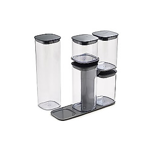 Joseph Joseph Podium Dry Food Storage Container Set with Stand, 5-piece, Gray