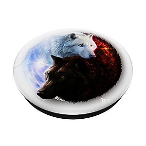 Yin Yang Wolf Black & White Dog is God PopSockets Swappable PopGrip
