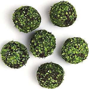 BYHER Decorative Balls for Bowls, Fake Moss Ball for Vase Filler Home Decor (3.2" - Set of 6)