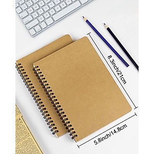 Dynta Spiral Notebooks A5 Lined 5Pcs College Ruled Journals Bulk Thick Paper for Work, Study, Notes Taking, Gifts 120 Pages/60 Sheets Kraft Brown